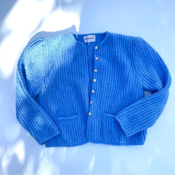 tanner | Sweaters | Vintage Tanner Blue Knitted Cardigan L | Poshmark